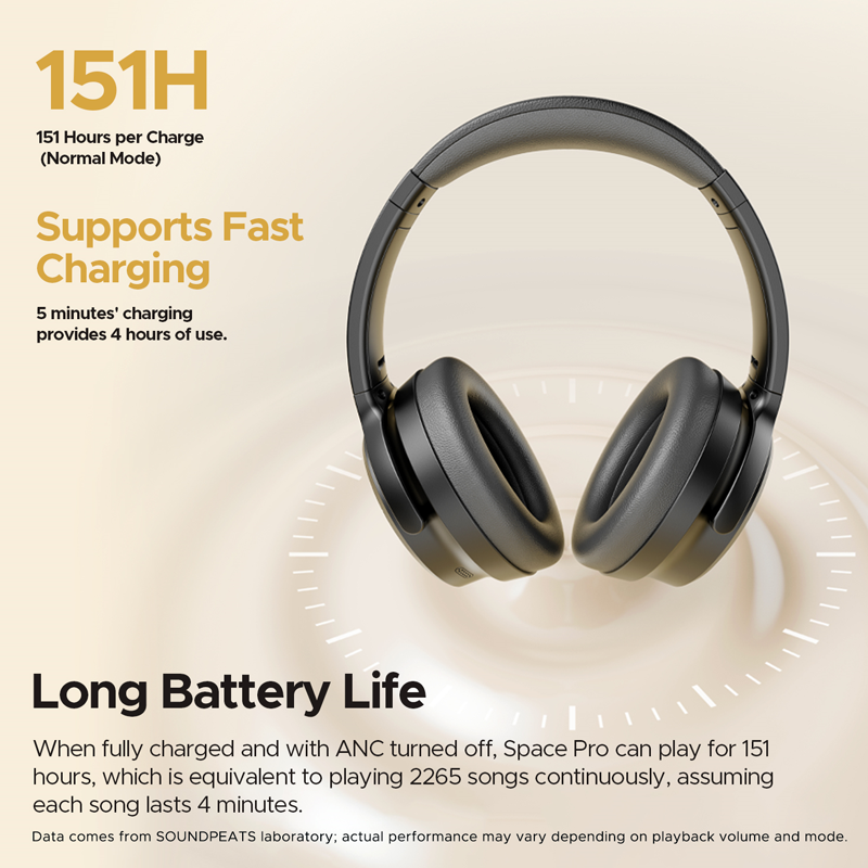 Soundpeats Space Pro Hybrid ANC Headset - Black – Soundpeats.pk